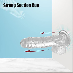 7.2 inch Realistic Dildo with Strong Suction Cup, Jelly Dildo,with Body-Safe Material for Beginner, Women,Men and Gay