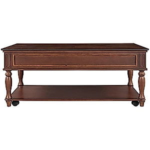 AOCOROE Large Wood Coffee Table with Lockable Casters French Country Style Coffee Table with Drawers. 47 Inch Center Table for Living Room