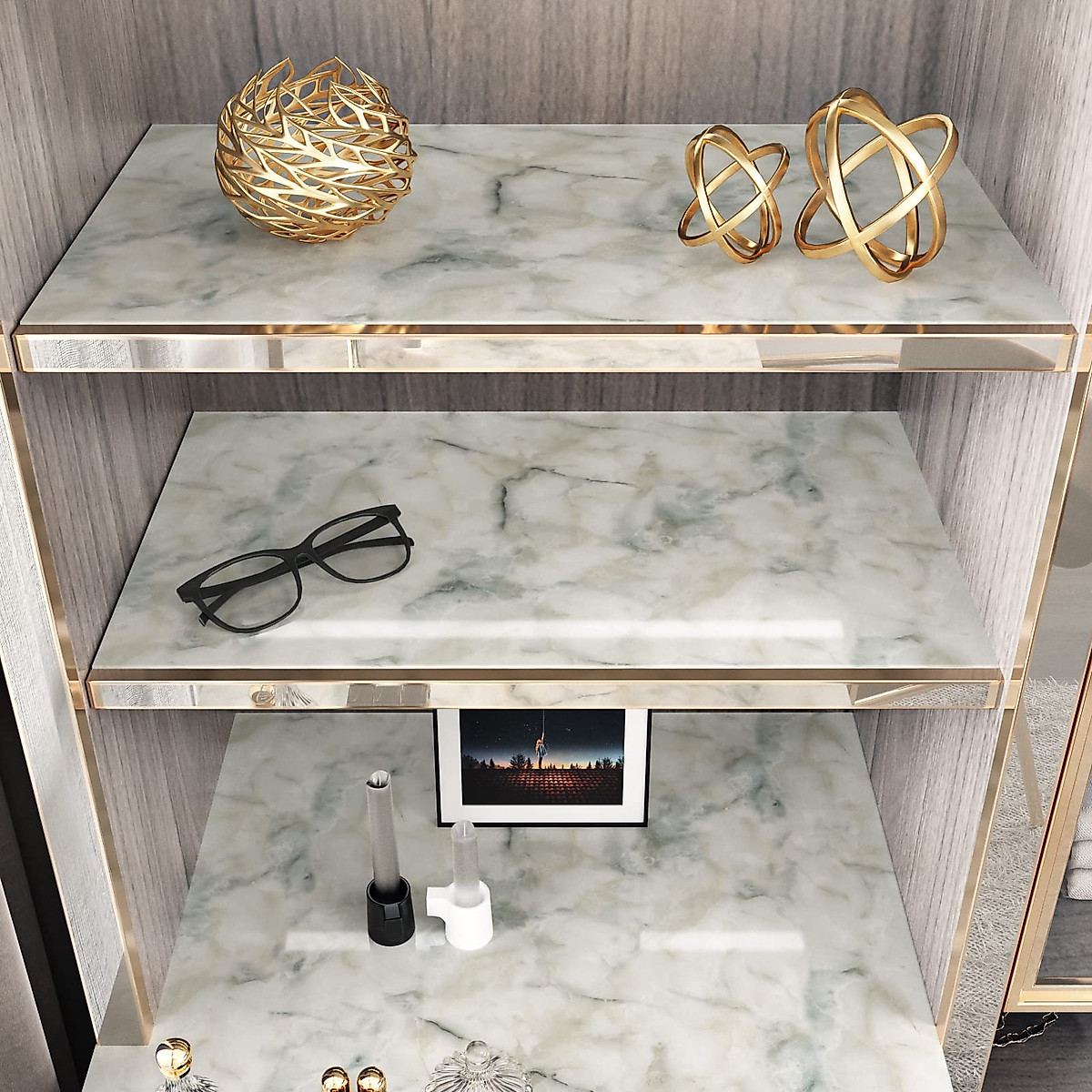 Gray Marble Contact Paper Peel and Stick Wallpaper Counter Top 24" x 118" Contact Paper for Countertops Waterproof Kitchen Backsplash Marble Wall Paper Vinyl Self Adhesive Contact Paper for Cabinets