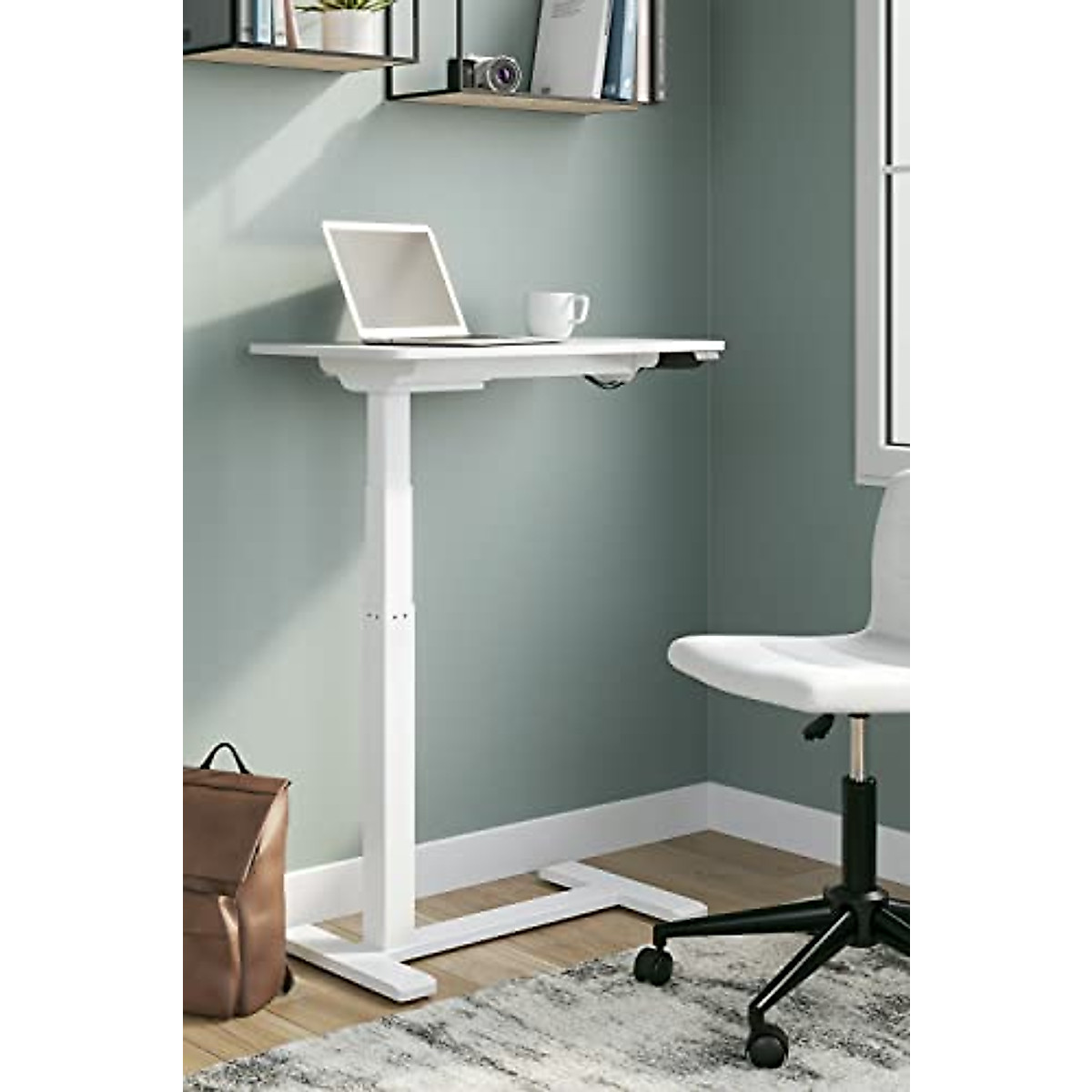 Signature Design by Ashley Lynxtyn Adjustable Height Side Desk, 28"W x 16"D x 26/41"H, Black