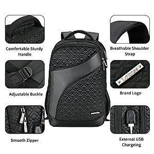 BAGNN 15.6'' Laptop Backpack for Men & Women, Birthday Gifts College Backpack with USB Charging Port, Carry on Backpack for Airplanes