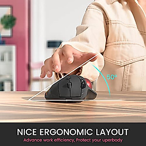 Wireless Trackball Mouse, Computer Ergonomic Mouse, Rechargeable Bluetooth Mouse, Easy Thumb Control,Precise and Smooth Tracking, 3 Device Connection(BT3.0/5.0 or USB) for PC, Laptop,iPad, Mac,Windows