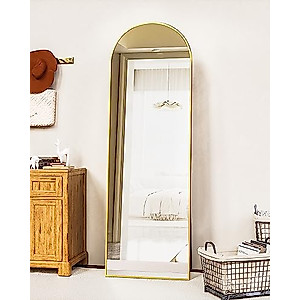 Antok Arched Full Length Mirror, 58"x18" Arched Floor Mirror, Glassless Mirror Full Length with Stand, Floor Mirror Freestanding, Wall Mounted Mirror for Bedroom Living Room, Gold