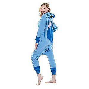 HvnTjvn Adult Onesie Stitch Animal Jumpsuit Unisex One-Piece Pajamas Cosplay Costume Sleepwear for Halloween christmas Women Men S
