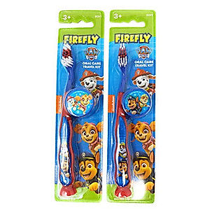 Firefly Nickelodeon Paw Patrol Kids Toothbrushes with Suction Cup and Toothbrush Cap - for Girls 3+ yrs. (2 Count (Pack of 1), Blue)