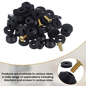 Xindojuz 58 PCS Hose Bib Repair Kit, Outdoor Faucet Washers Assorted Kit with Brass Screws, Flat and Beveled Washers Replacement Rubber Assortment Kits for Repairing Faucet Leak (Black)