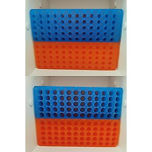TQshop Tube Rack,Double Panel Microcentrifuge PCR Centrifuge Tube Holder, 60-Well,Pack of 2
