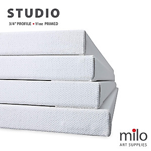 milo Pro Stretched Artist Canvas | 30x40 inch | Pack of 4 | 3/4” inch Thick Studio Profile | Ready to Paint 11 oz Primed Heavy Duty Large Canvas Art Supplies for Painting