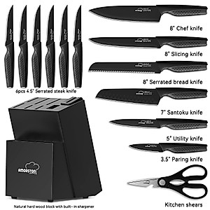 Two 15 Pieces Knife Sets, Elegant Black + Damascus Pattern