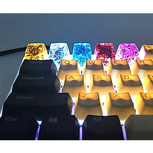 Handmade Resin & Foil Artisan Backlit Keycaps Translucent Key Caps OEM Profile for Cherry MX Gaming Mechanical Keyboard