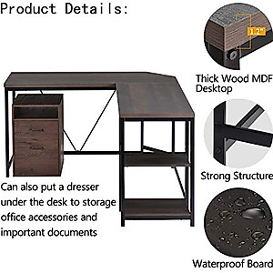 Basic Houseware 59" L Shaped Gaming Desks L-Shaped Computer Desk with Shelves Industrial Corner Desk Gaming Table Workstation for Home Office