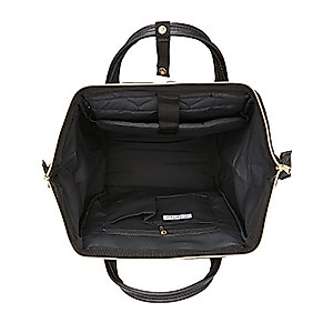 Kah&Kee Leather Backpack Diaper Bag with Laptop Compartment Travel School for Women Man (Black, Large)