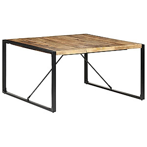 YUHI-HQYD Dining Table,Conference Table,Coffe Table,Rectangle Tea Table,Assembly Required,Perfectly in Living Room, Den, Office Room, and Family Room, 55.1"x55.1"x29.5" Rough Mango Wood
