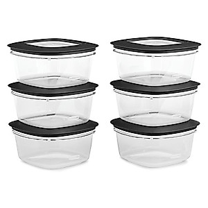 Rubbermaid Premier Food Storage Container, 5 Cup, 6-Pack, Grey