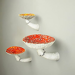 Kunyeah Mushroom Hanging Shelf,Wall Floating Shelf Mushroom Shaped Resin Hanging Ornaments Home Decor Wall Storage Shelves for Bedroom, Living Room, Bathroom (Large)