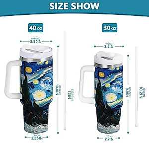 RPLIFE Christmas Santa Claus Starry Night 40 Oz Tumbler with Handle and Straw, Stainless Steel Cups with Lid, Tumblers for Women