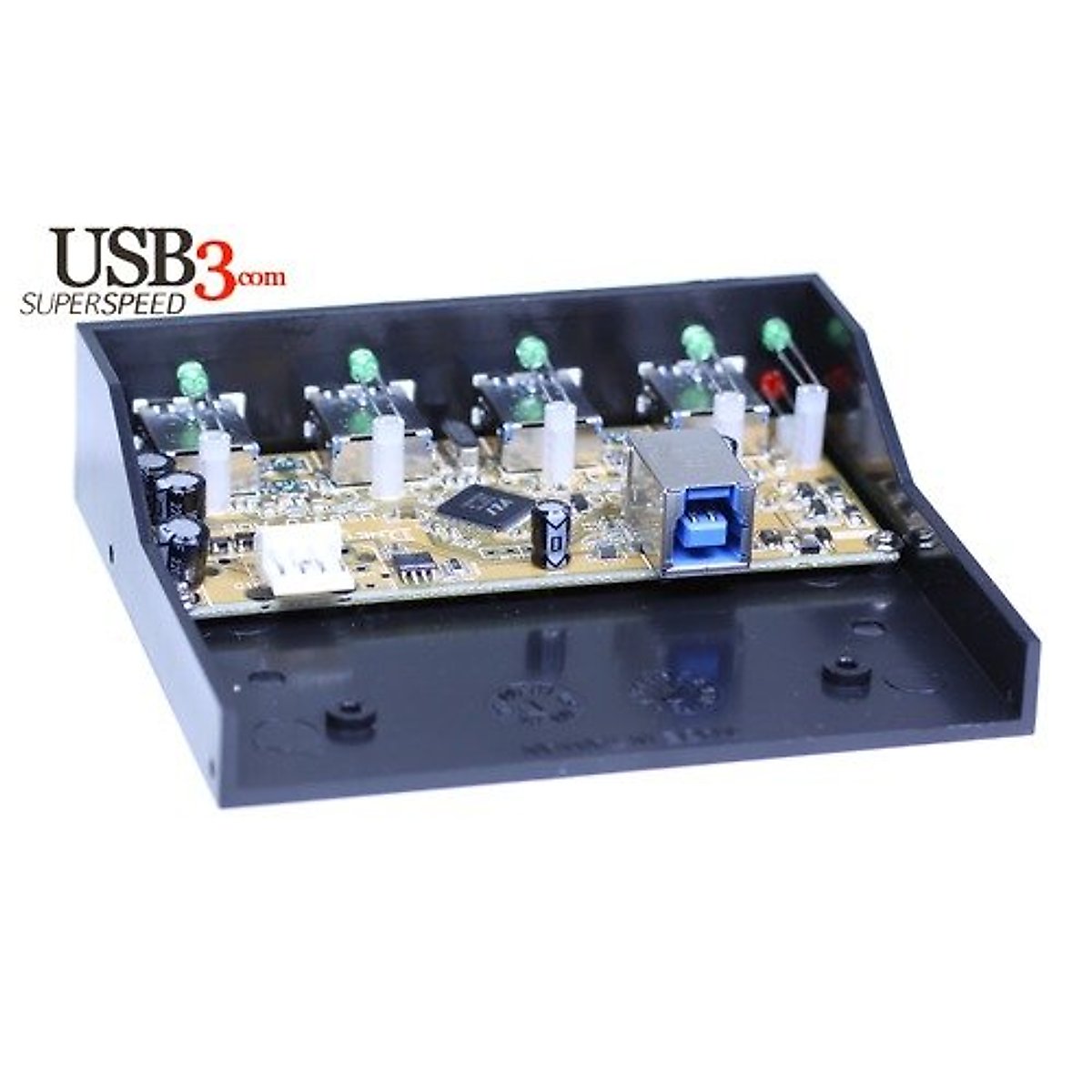 Internal Bay USB 3.0 4-Port VIA USB 3.0 SuperSpeed Chip Hub with LED