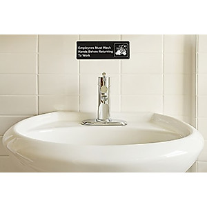 Employees Must Wash Hands Before Returning to Work Sign (Pack of 2) Black and White, 9" x 3"