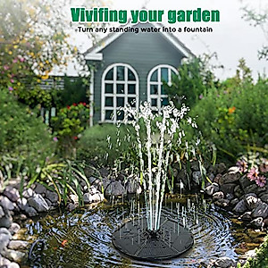 GAIZERL 3.5W Solar Fountain Pump for Bird Bath, Outdoor Water Fountain with 4 Fixed Sticks & 7 Nozzles, Solar Powered Floating Fountain with Colorful LED Lights, 2000 Battery for Garden, and Pool