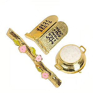 BRTAGG The Ark of The Covenant Replica Gold Plated Statue with Contents, Aaron‘s Rod/Manna/Ten Mandments Stone (Small)