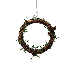 Round Bird Swing, Natural Willow Branch Chewing Bird Toys, Hanging Climbing Cage Parrot Perch Play Stands for Small Parrots Lovebirds Conures Parakeets (Large)