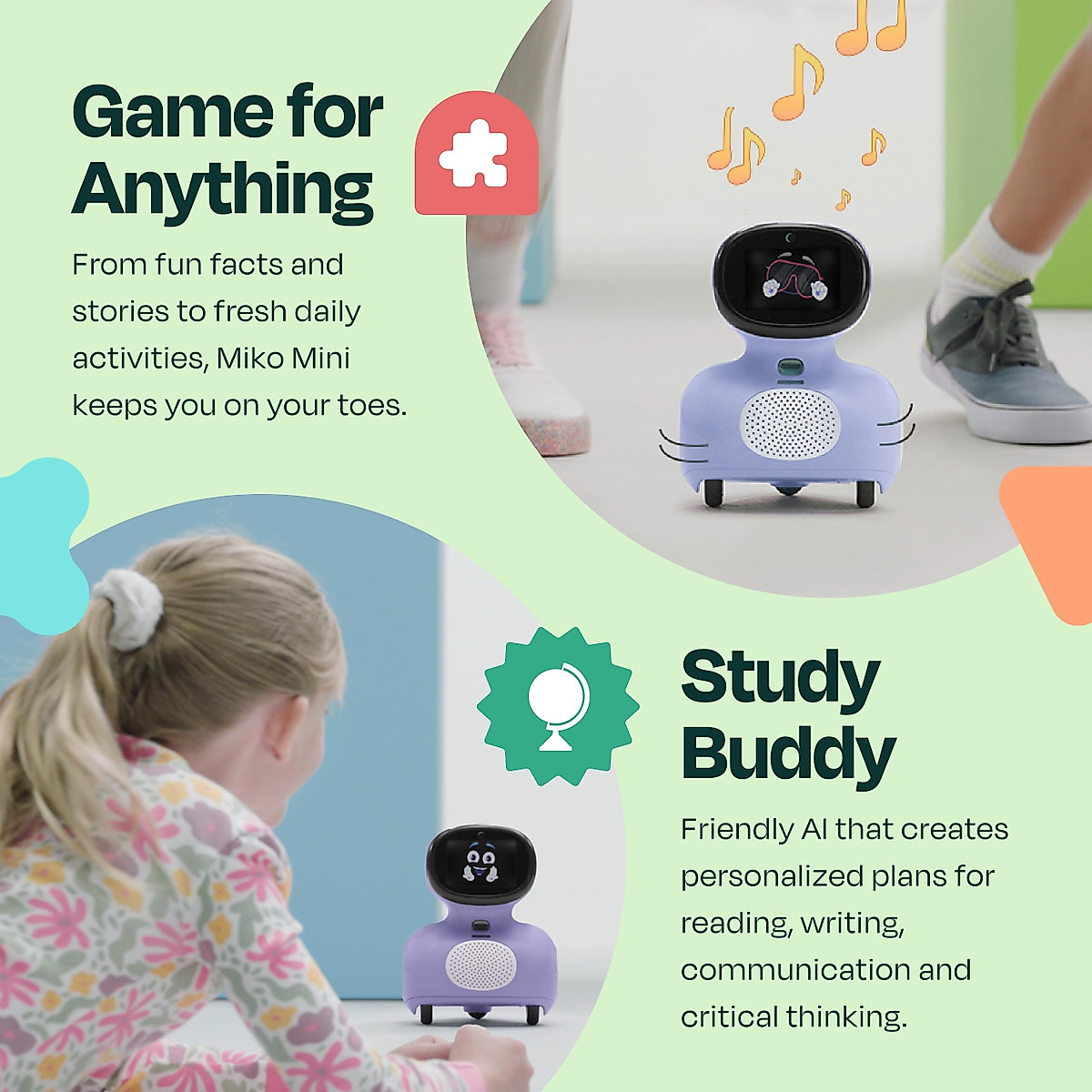 Miko Mini - Interactive Robot for Kids - For STEAM Learning - With Conversational AI - Tech Gift for Kids - Coding, Dancing Robot with Learning Games - For Boys & Girls Ages 4-10 - Purple