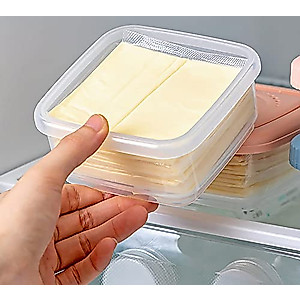 2 Pack-Plastic Cheese Storage Containers with Lids Airtight,Cheese Slice Storage, Keeps Cheese Fresh and Delicious Cheese Container for Fridge (White)