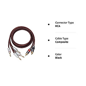 JORZOR Audiophile Hi-Fi 14 Gauge OFC Speaker Cable with RCA Male (Black & Red) to 2 Bananas Plugs, 2 pack/1pair, (1M(3.3FT), 1 Pair(RCA to 2 Banana))