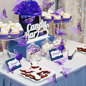 72pcs 3D Butterfly Wall Decor Stickers, Purple Butterfly Party Decorations - 4 Styles, 3 Sizes