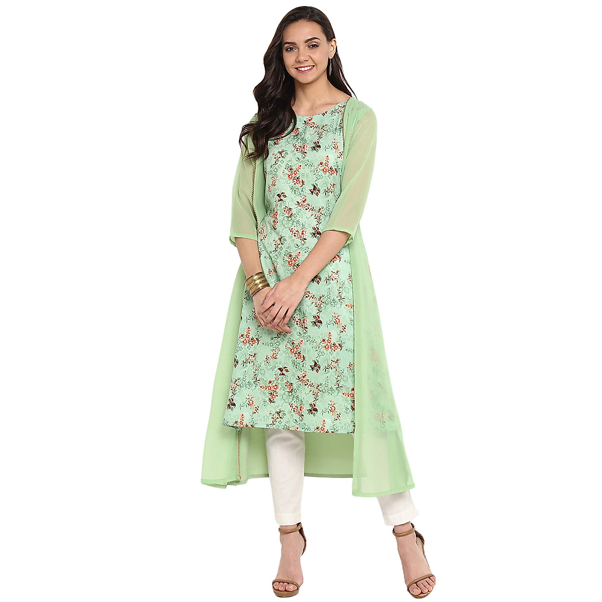 Janasya Kurta for Women Green