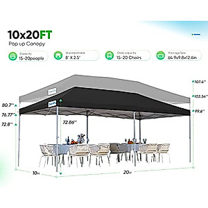 Quictent Privacy 10x20 ft EZ Pop Up Canopy Tent Instant Folding Party Tent Gazebo with Sidewalls & Roller Bag 100% Waterproof-6 Colors(Black