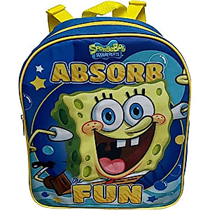 Ruz Sponge Bob Toddle Boy 12 Inch Mini Backpack (Blue-Yellow)