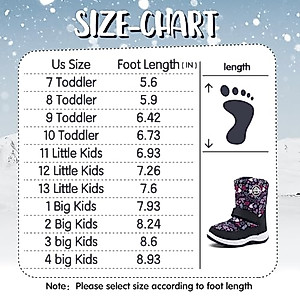 K KomForme Boys Girls Snow Boots Waterproof Winter Outdoor Boots(Toddler/Little Kid/Big Kid)
