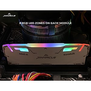 Timetec Pinnacle Konduit RGB DDR4 3200MHz PC4-25600 CL16-18-18-38 XMP2.0 Overclocking 1.35V Compatible for AMD and Intel Desktop Gaming PC Memory Module RAM (RGB White, 16GB KIT(2x8GB))