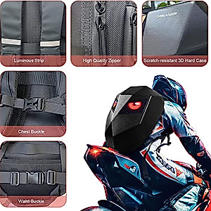 NICSY LED Rider Backpack, Laptop Bag Motorcycle Riding Backpack, Hard Shell Travel Bag, Waterproof Backpack. (Color : Black, Size : 36 * 18 * 48cm)