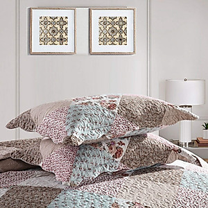 ENJOHOS Quilts Queen Quilt Set with Pillow Shams Lightweight Reversible Bedspread for Queen Bed Korean Style Pink Flower Garden on Kaki Daybed Bedding