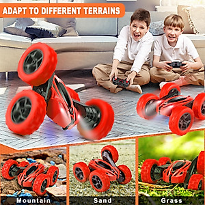 ORRENTE Remote Control Car, RC Cars Toys 2.4GHz 4WD Fast RC Car Kids Toys, Double Sided 360° Rotating Monster Truck Toys for Girls RC Truck Toy Cars for Boys