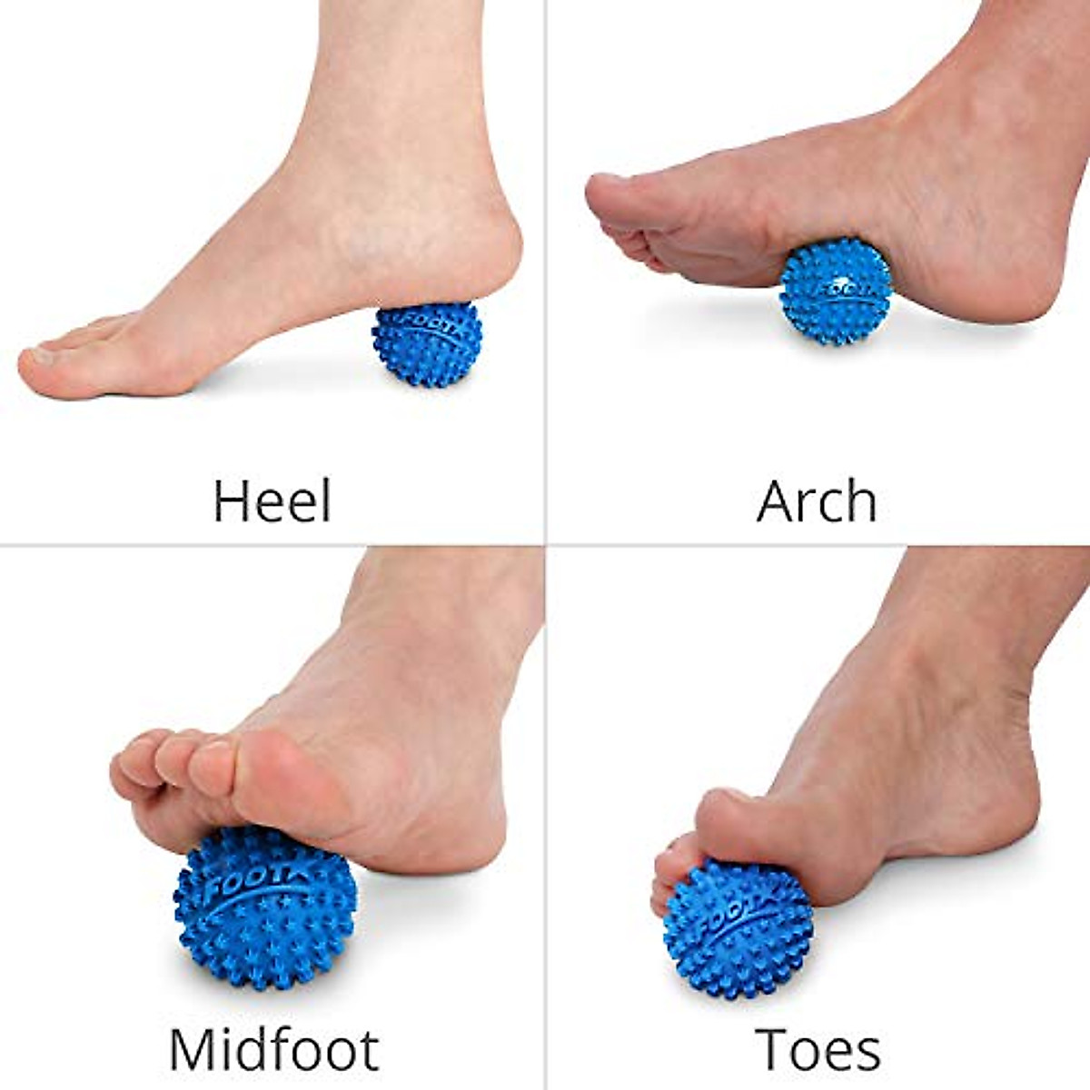 Body Back Foot Star Massager Ball and Plantar Fasciitis Roller - Soothe Foot Stress, Discomfort, Aches, & Tightness (2-Inch, Blue)
