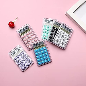 Mini Cute Calculator Kawaii Calculator Transparent Calculator Portable Pocket Calculator for Students and Kids (Green)
