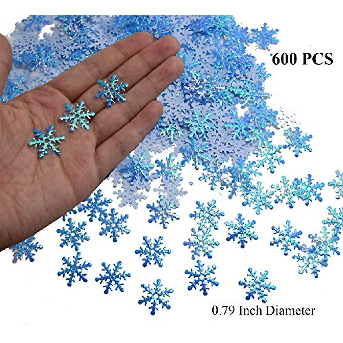 Snowflakes Confetti for Winter Wonderland Frozen Party,Blue Color with Iridescent Finish, 600 Pcs