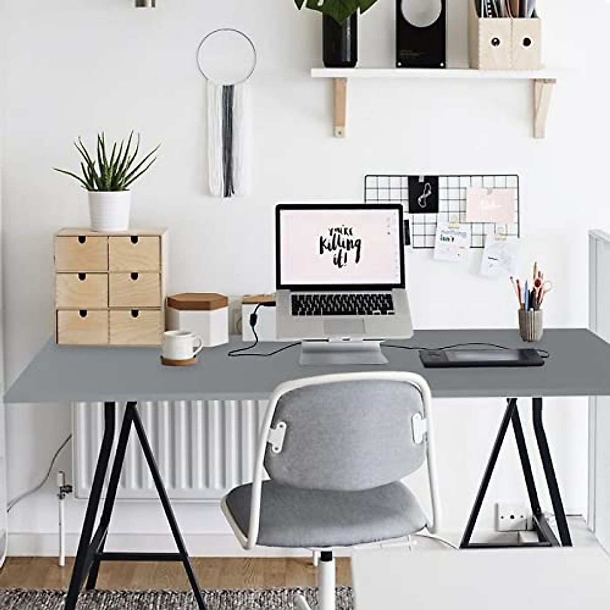Kaboon 60x24 Wood Table Top,One Piece Wood Desktop for Sit Stand Desk,Rectangular Tabletop, Laminate Countertop, Reversible Tabletop,Double Desk,Laundry Folding Table, L-Desk(23.62" D x 59.1" W,Grey)