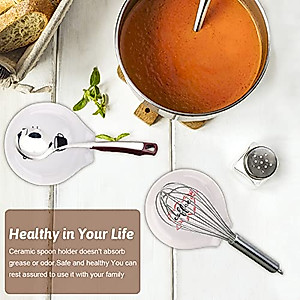 2Pcs Spoon Rest, 4in Coffee Spoon Rest Kitchen Cooking Spoon Holder for Stove Top, Kitchen Counter & Coffee Bar Station, Small Ceramic Spoon Rest for Spoon Fork Ladles Whisks and Kitchen Gadgets