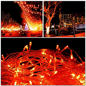 Orange String Lights, 164FT/50M 300 LED Orange Lights,8Modes,LDTX UL Certified Fairy Ambiance Lighting for Wedding,Party,Garden,Patio,Yard,Home,Parties, Halloween