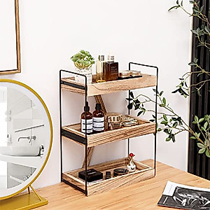 3 Tier Bathroom Organizer Countertop, Vanity Stand Shelf Skincare Organizers Counter Tiered Tray ,Sink Organization Kitchen Spice Wood Rack