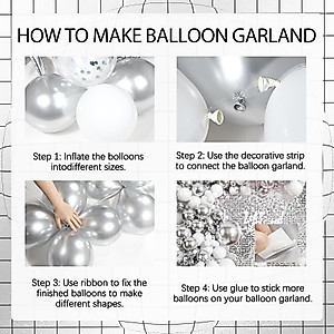 135pcs Disco Balloon Arch Garland Kit, White Silver Balloons with Disco Ball Balloons Silver Foil Balloons for Birthday Decorations Graduation Prom Decorations 2024 Disco Party Decorations