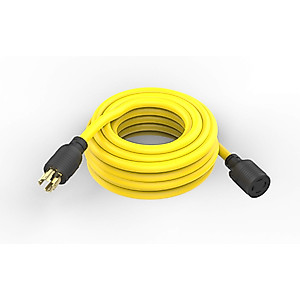 25 Feet NEMA L14-30P/L14-30R Generator Extension Cords, 4 Prong Heavy Duty, 30 Amp,125/250V,Up to 7500W 10AWG Cable and The Cable UL Certification,Yellow