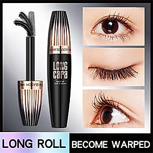 My Amazing Lashes Mascara Black Volume and Length Waterproof Smudge Proof 4D Silk Fiber Lash Mascara Natural Long Lasting Silk Fibre Mascara Longer Volumizing and Lengthening Mascara for Women (2 Pcs)