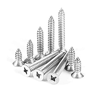 100 Pcs M2x14mm Flat Head Wood Self Tapping 304 Stainless Steel Screw Phillips Head Self Drilling