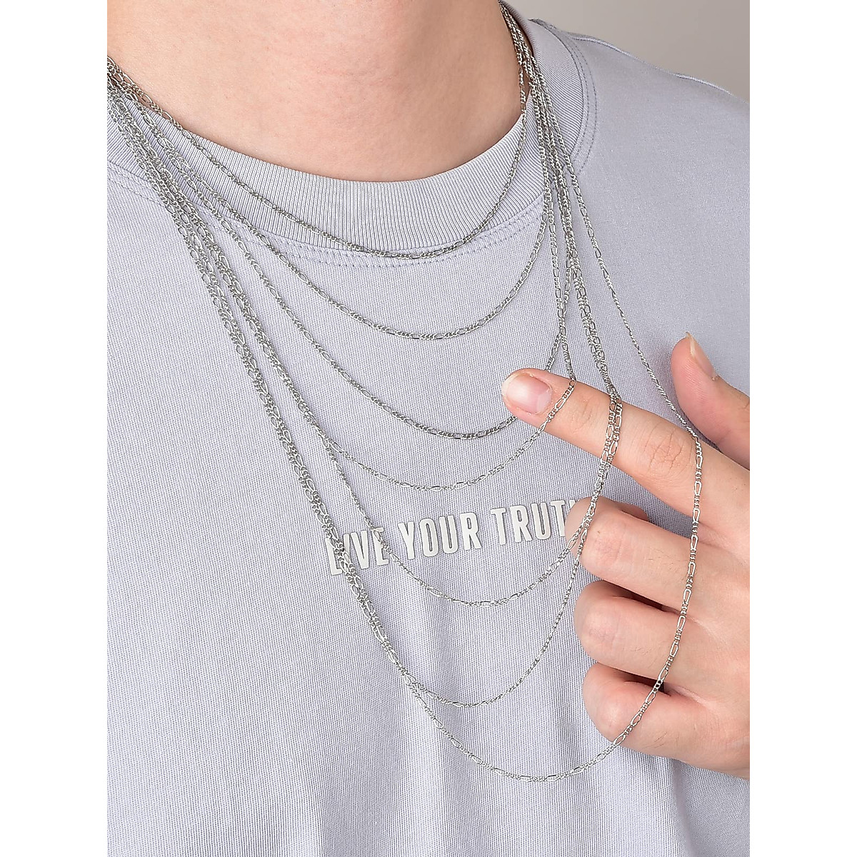 SILBERTALE 1.5mm Thin 925 Sterling Silver Italian Figaro Chain Necklace 14 inch