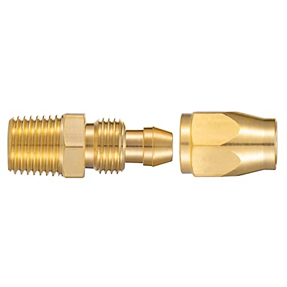 Breezliy Premium Solid Brass 2PCS Reusable Replacement Fitting For 1/4-Inch ID Hose,1/4-Inch NPT Rigid